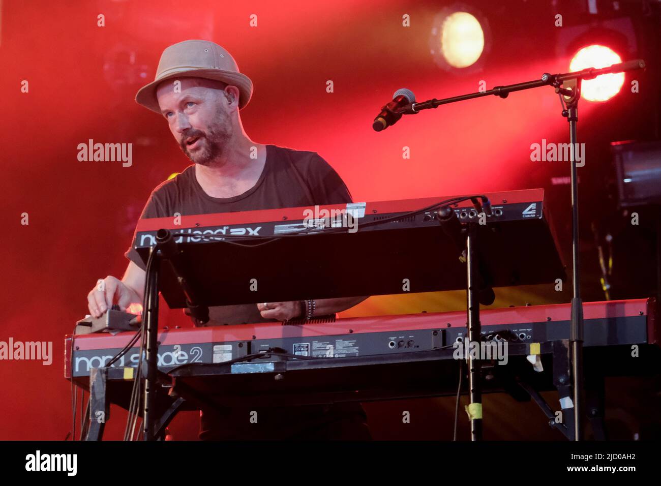 Keyboard player Tim Oliver performing live on stage with the Rick ...