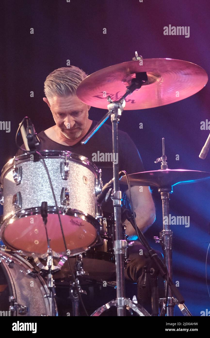 Newport, UK. 16th June, 2022. Drummer Alex Toff performing live on ...