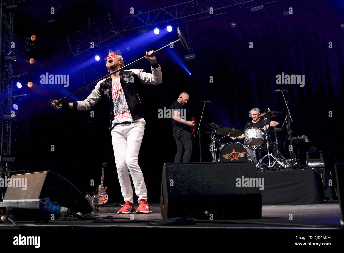 Newport, UK. 16th June, 2022. From l-r Vocalist Rick Parfitt Jnr, son ...
