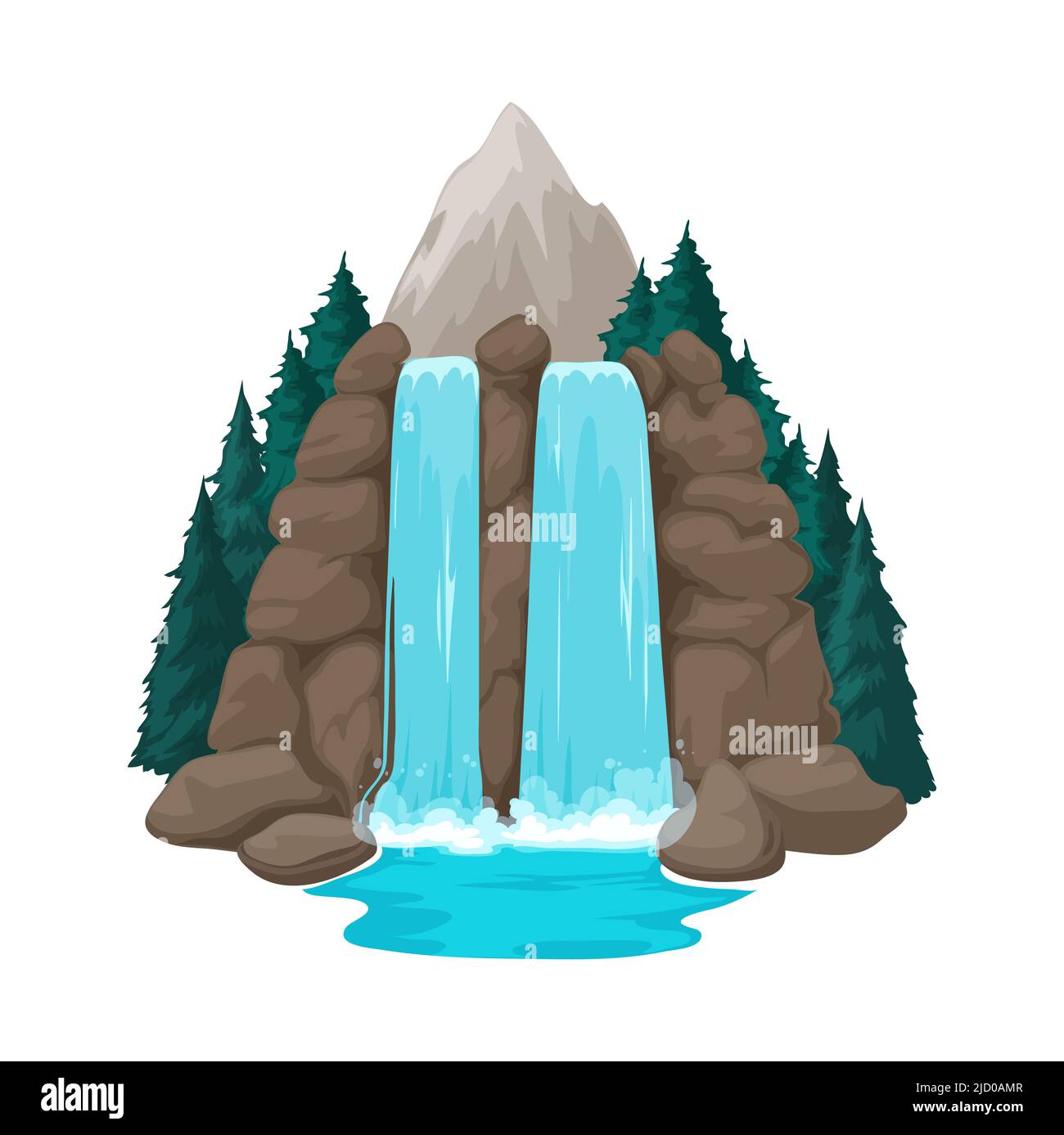 Cartoon waterfall element of nature landscape for game asset web design ...