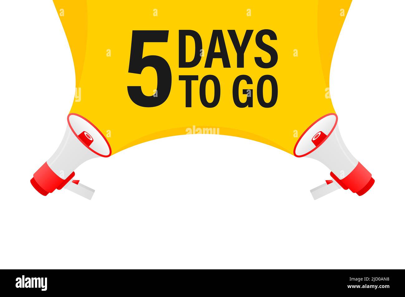 Loudspeaker. Megaphone with five days to go. Banner for business ...