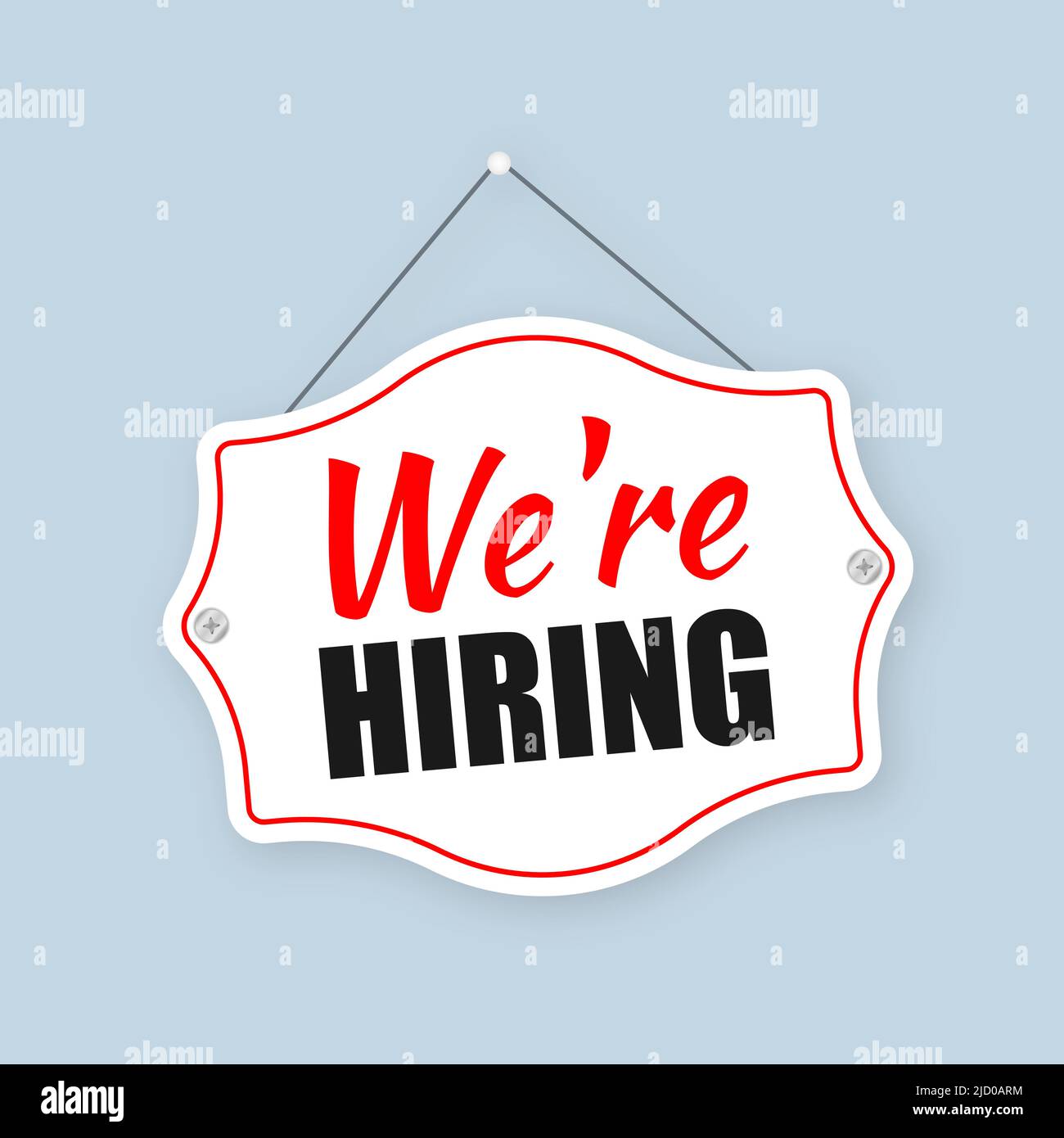 Come in We're hiring hanging sign on white background. Sign for door ...