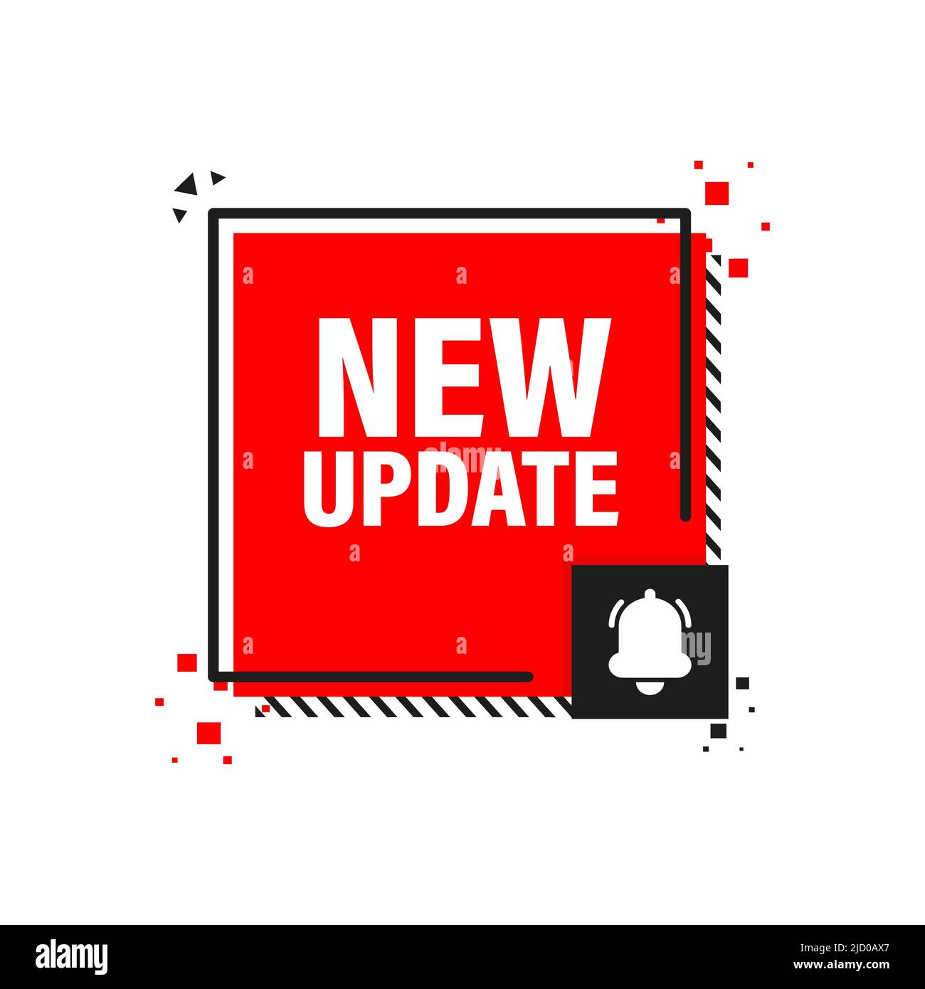 New update red label on white background. Red banner. Vector ...