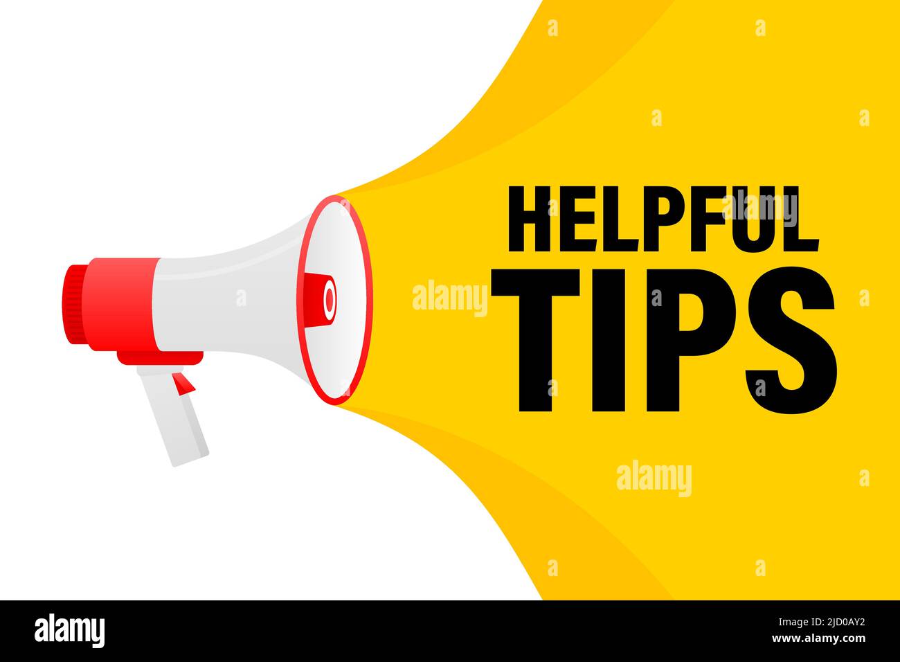 Helpful tips megaphone yellow banner in 3D style on white background ...