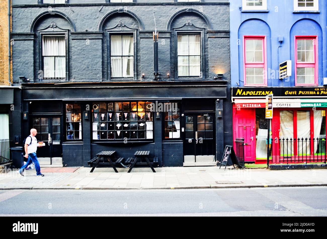 Pub and Italian Cafe, Euston Road, London, England Stock Photo - Alamy