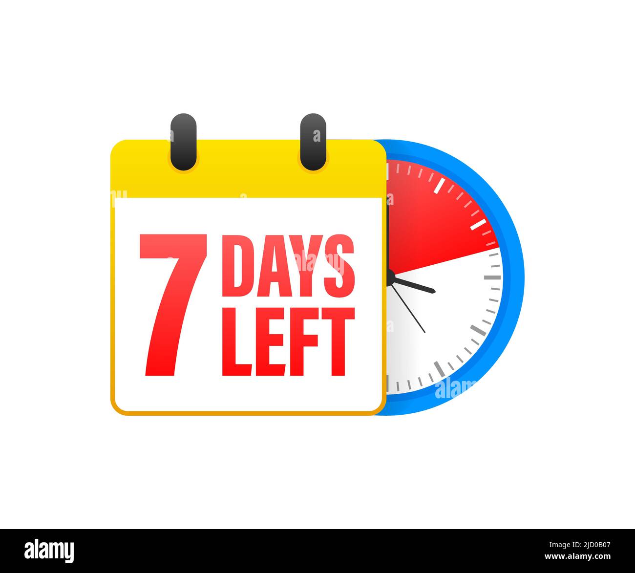 7 days left calendar. Clock icon symbol illustration. Holiday concept. Timer icon symbol ...