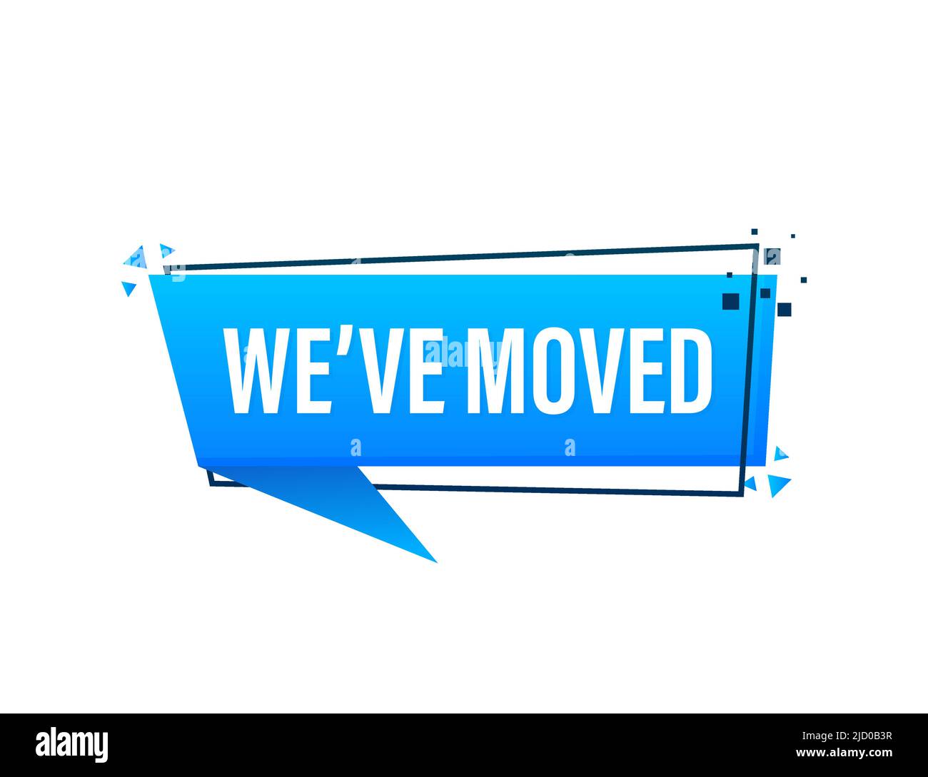 We have moved blue banner in 3D style on white background. Vector ...
