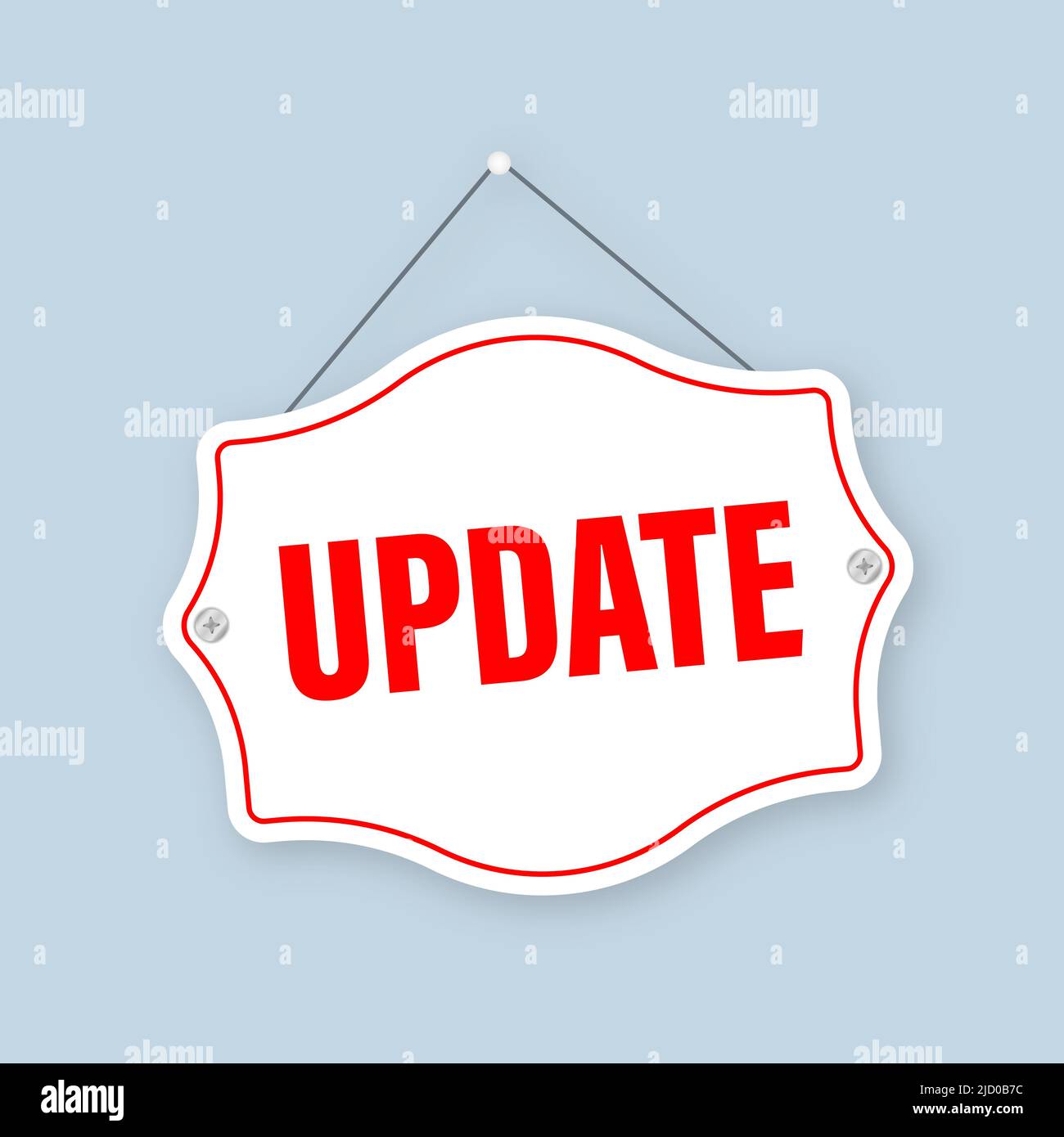 Time to update label on white background. Blue banner. Vector ...