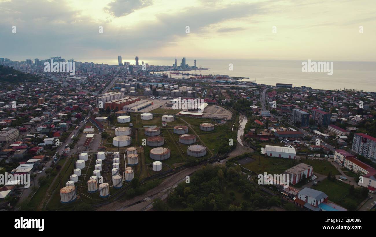 high angel view of beautiful Batumi city in Georgia, Europe. High ...