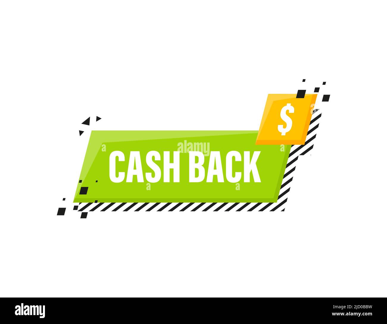 Cashback concept logo. Cash back green banner on white background Stock ...