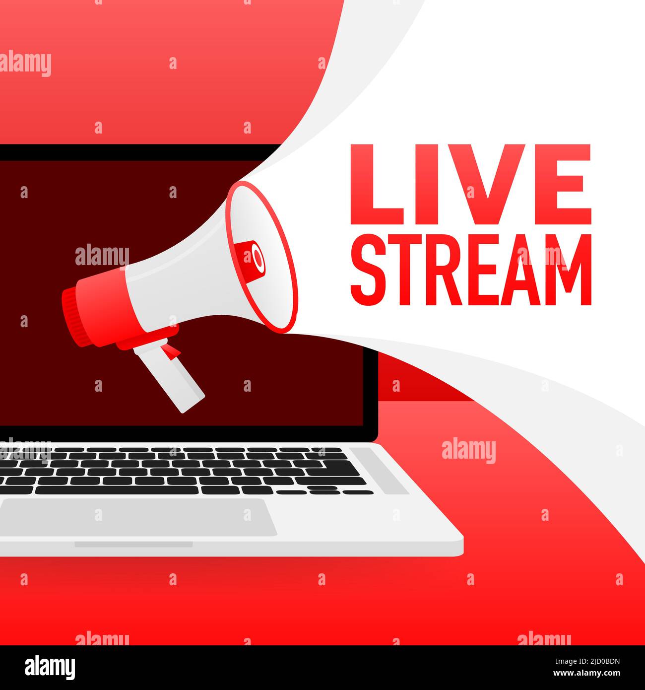 Live streaming banner in flat style on white background. Play video ...