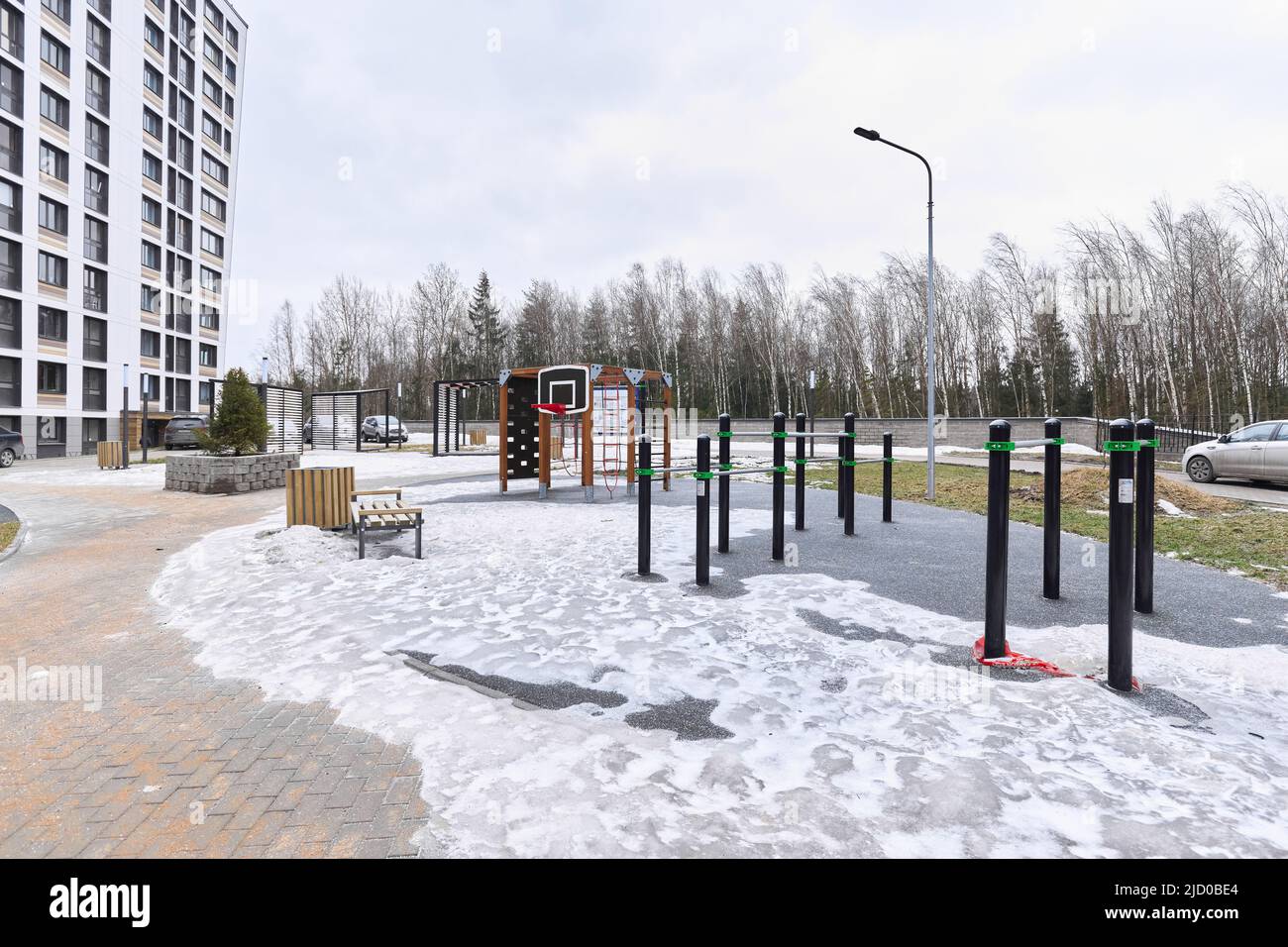 The winter landscapes of a residential complex Stock Photo - Alamy