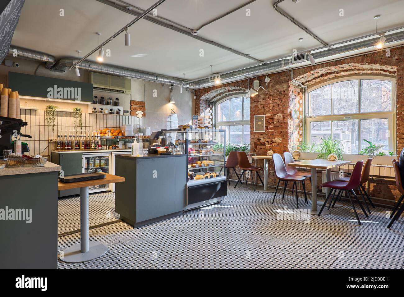 Photo of cafe interior during daytime with artificial light Stock Photo ...