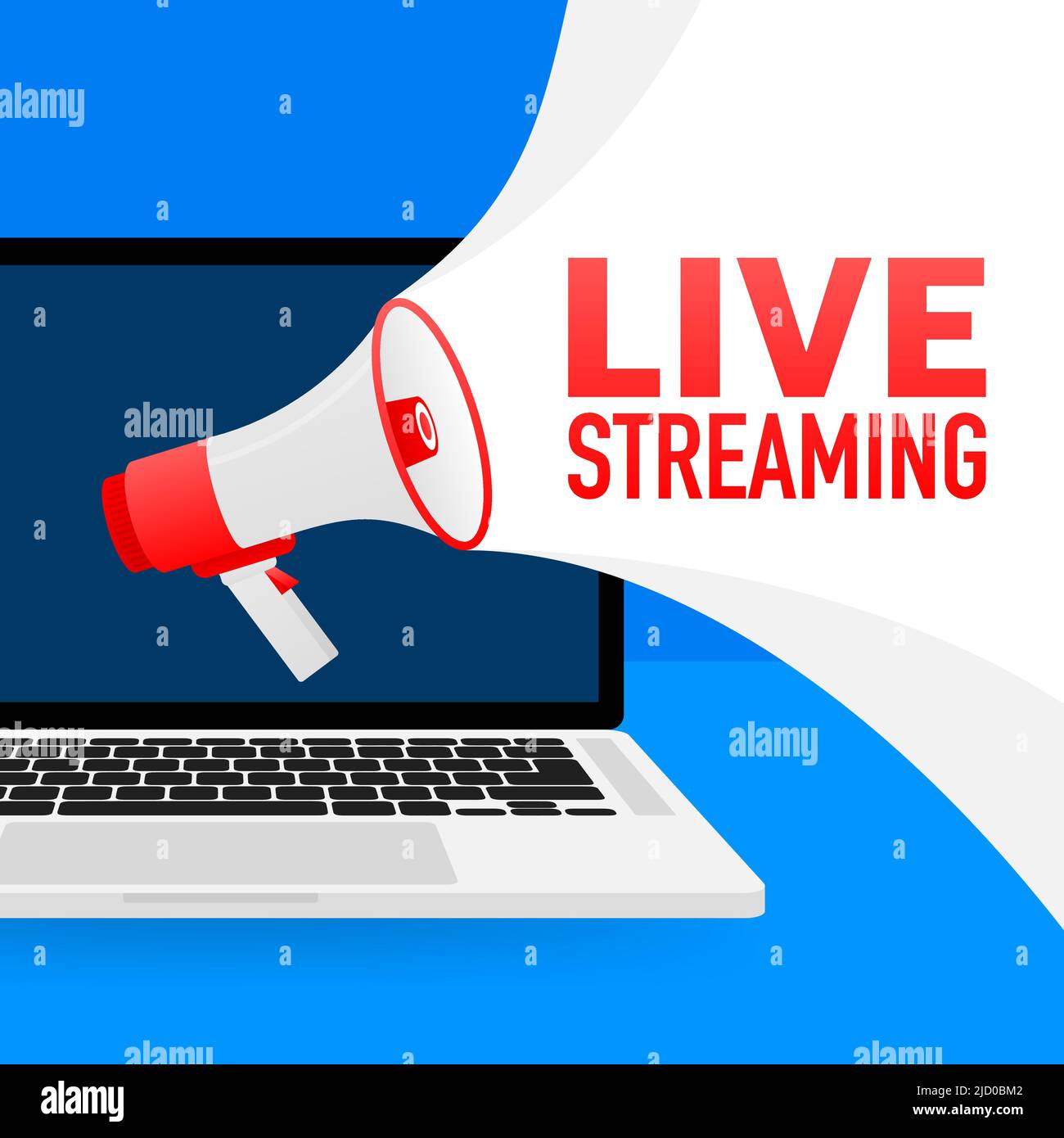 Live streaming banner in flat style on white background. Play video ...