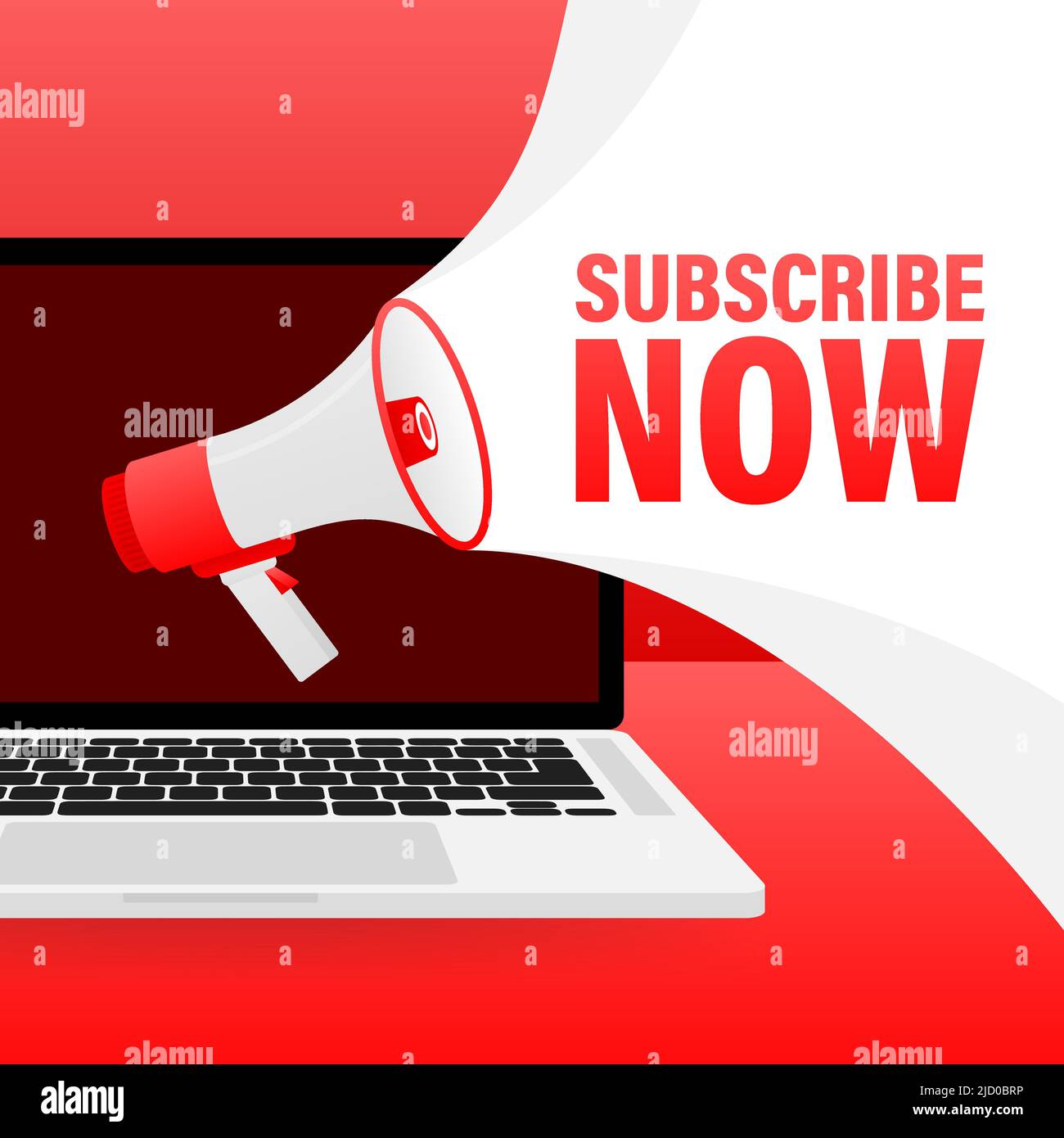 Red megaphone subscribe banner on white background. vector illustration ...