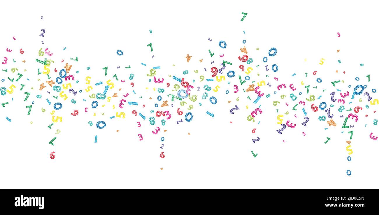 Falling colorful messy numbers. Math study concept with flying digits ...