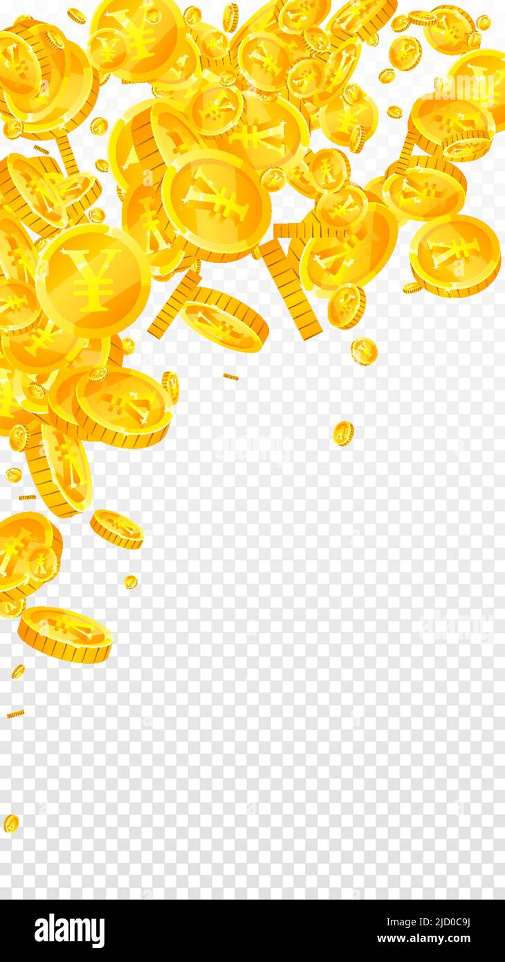 Chinese yuan coins falling. Original scattered CNY coins. China money ...