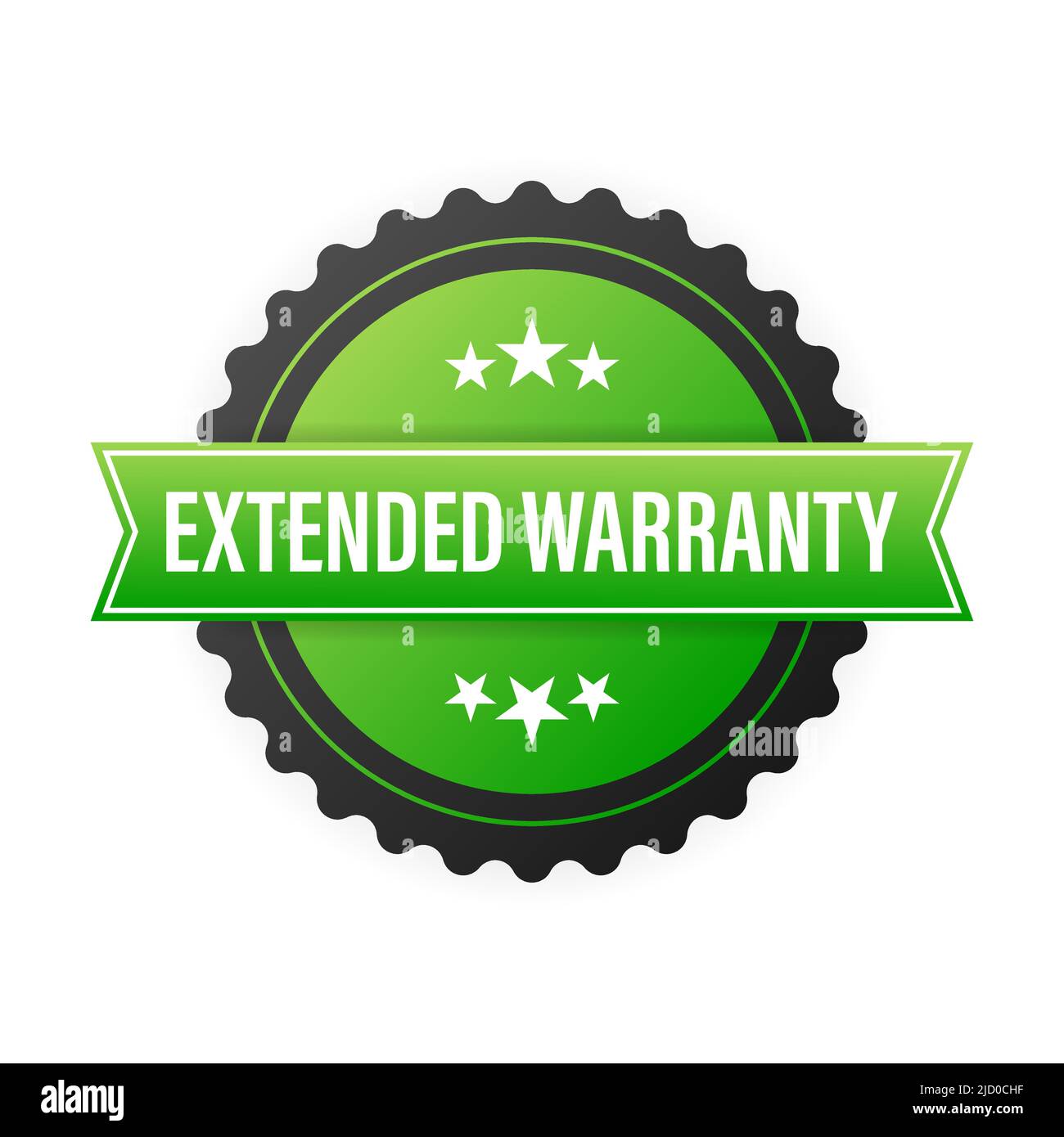 Vector vintage green extended warranty label template. White background ...