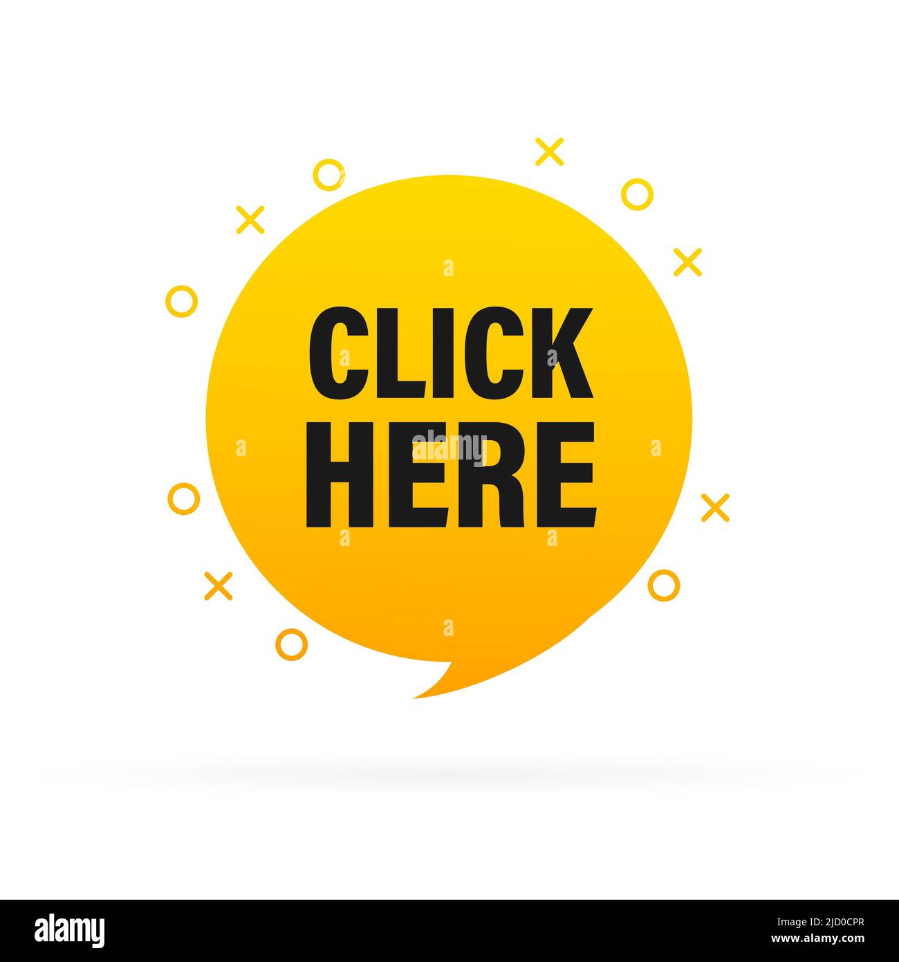 Icon with click here 3D button on white background for web marketing ...