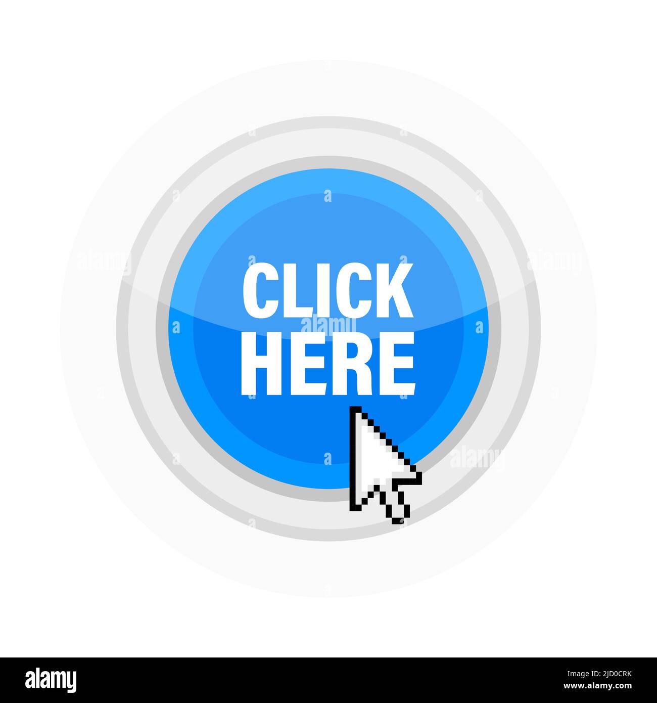 Icon with click here 3D button on white background for web marketing ...