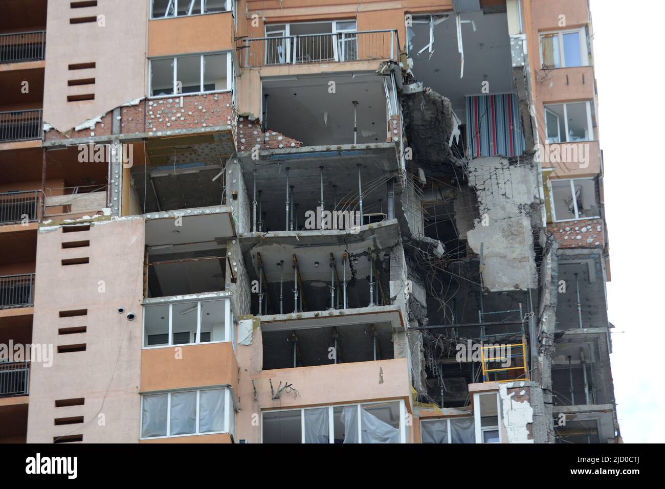 A residential building destroyed, by a Russian missile. Russia invaded ...