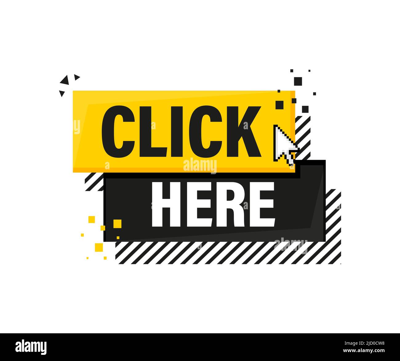 Icon with click here 3D button on white background for web marketing ...