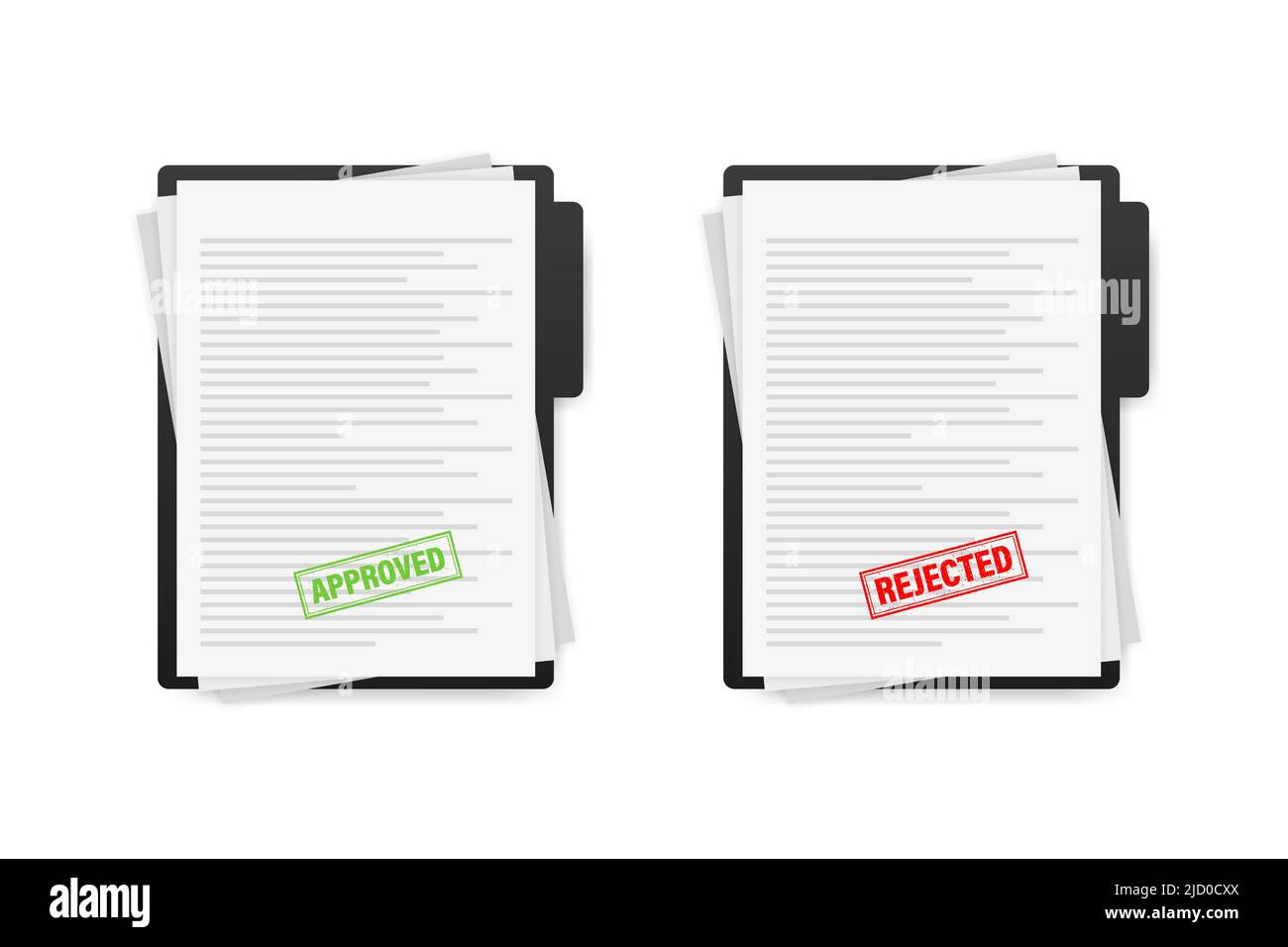 Vector rubber stamps approved and rejected. Document with red and green ...