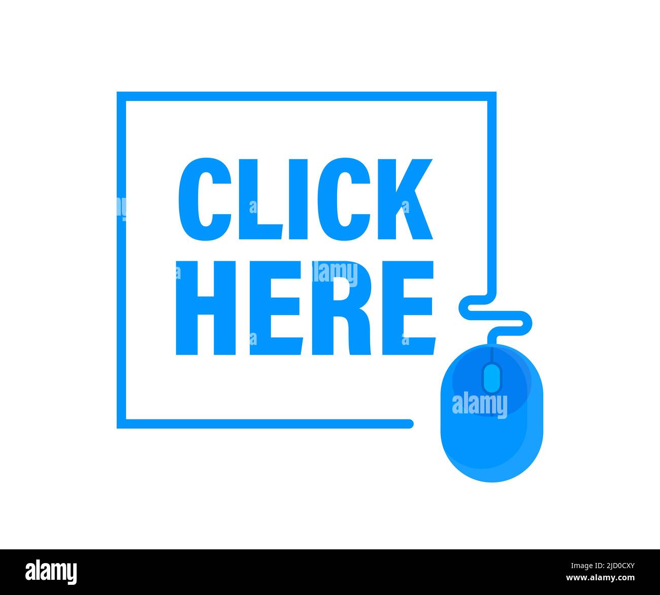 Icon with click here 3D button on white background for web marketing ...