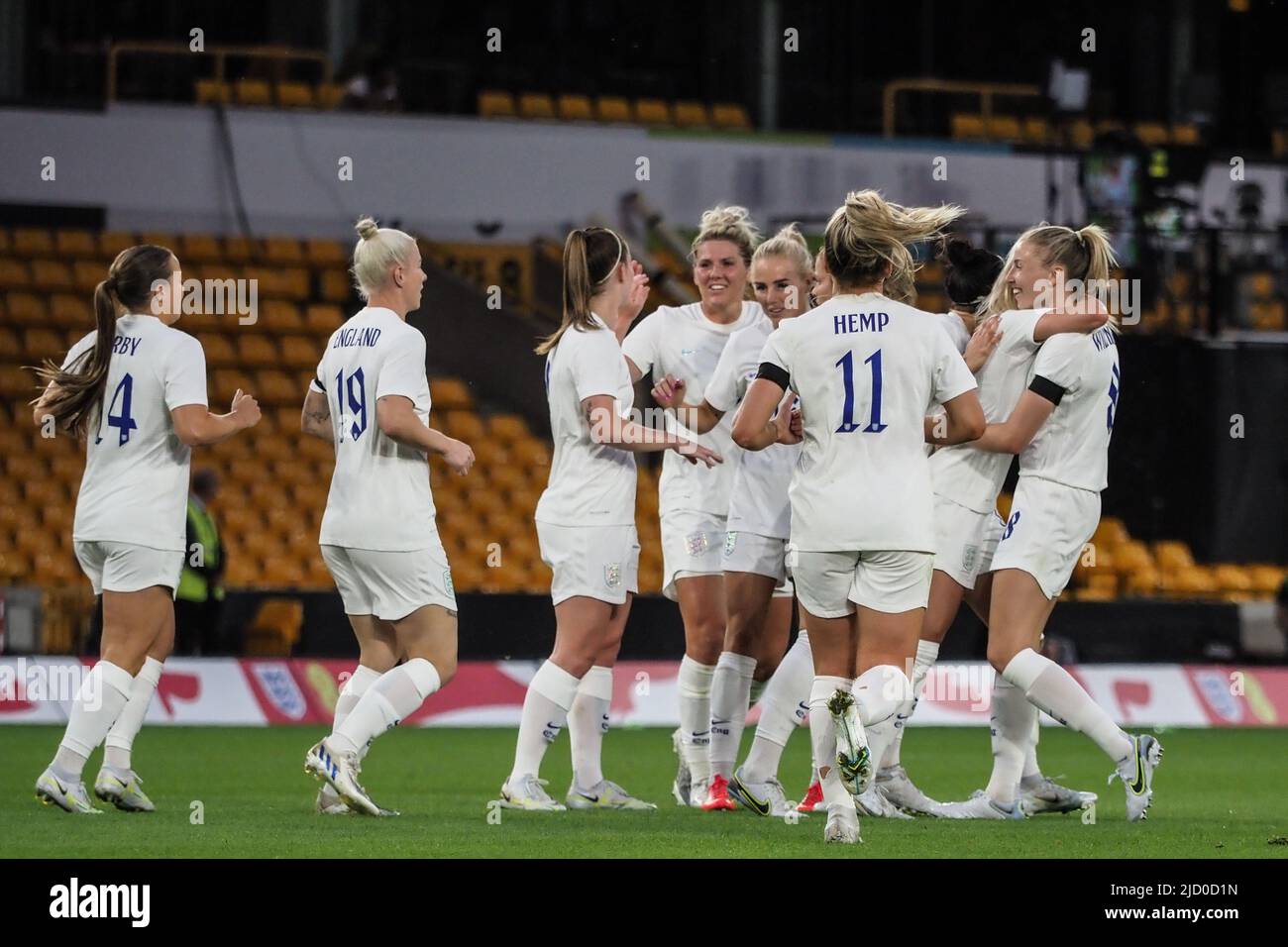Wolverhampton, UK. 16th June, 2022. Chloe Kelly (18 England) celebrates ...