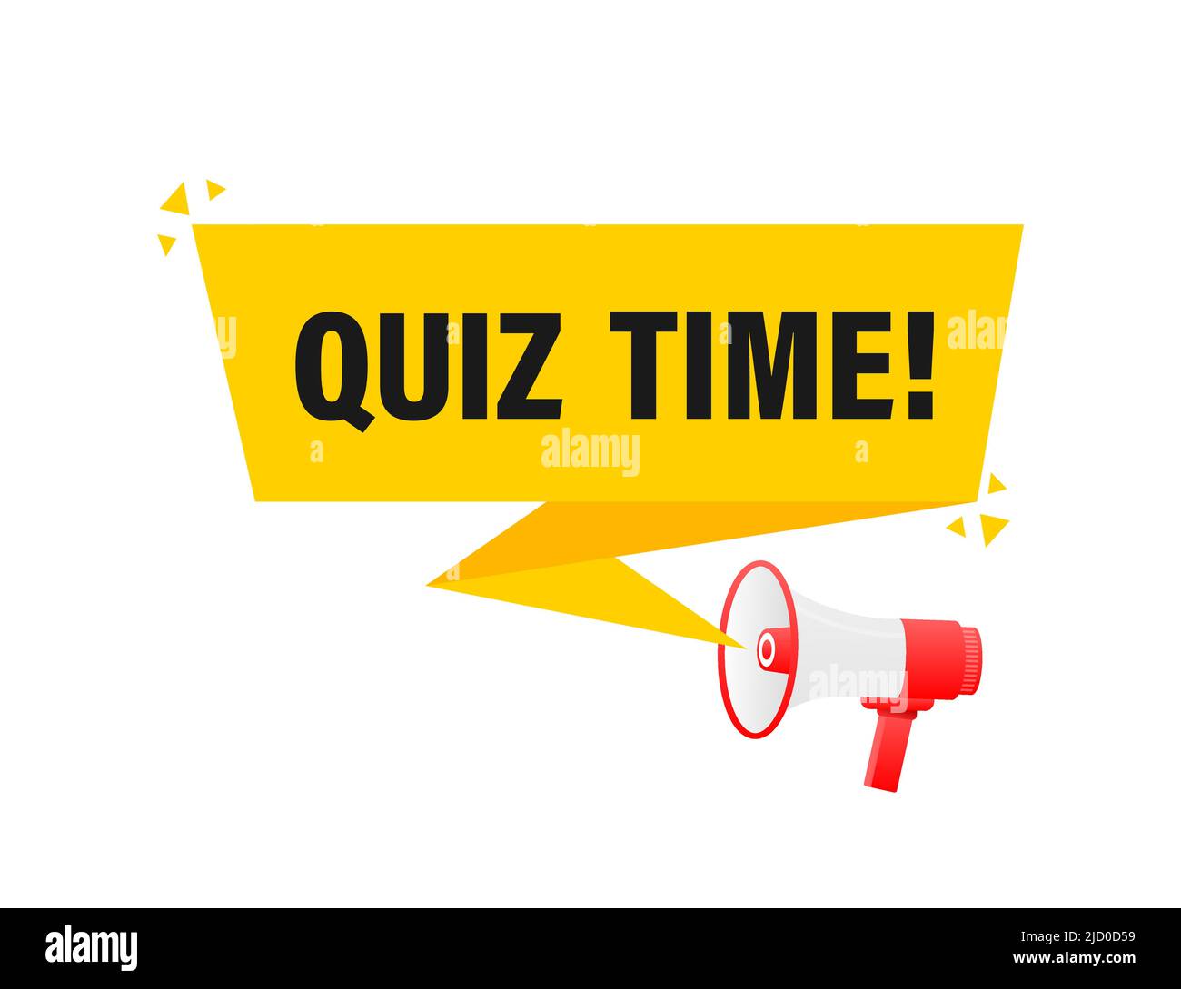 Quiz time megaphone yellow banner in 3D style on white background ...