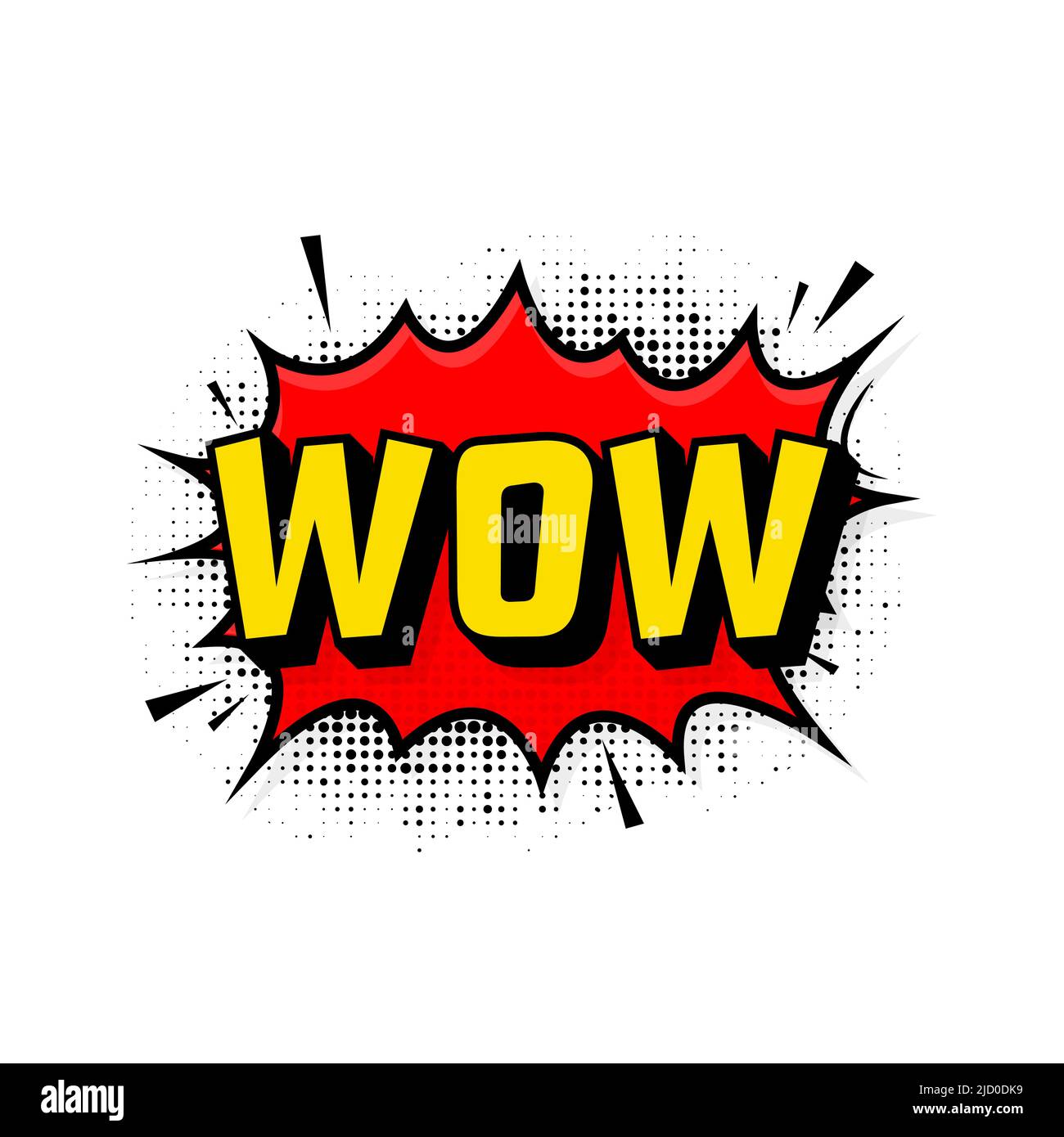 wow in vintage style. Cartoon style vector. Pop art. Vector text. Wow ...