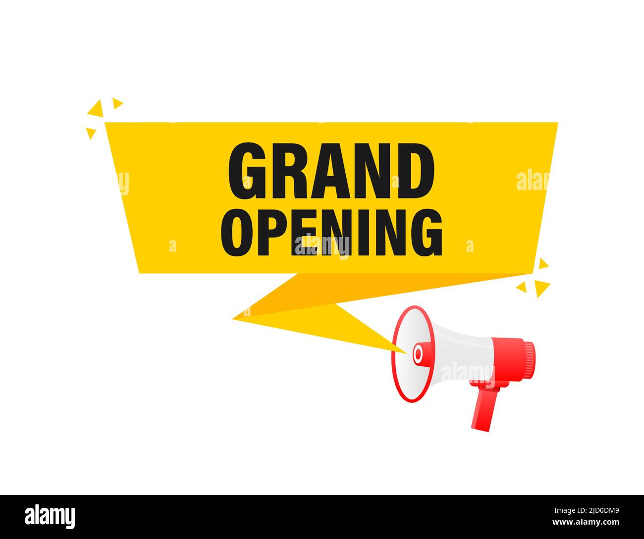 Grand opening megaphone yellow banner in 3D style on white background ...