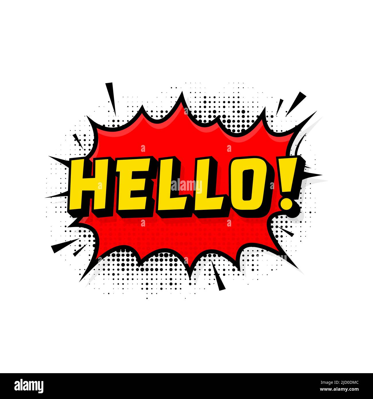 Hello in vintage style. Cartoon style vector. Pop art. Vector text. Wow ...