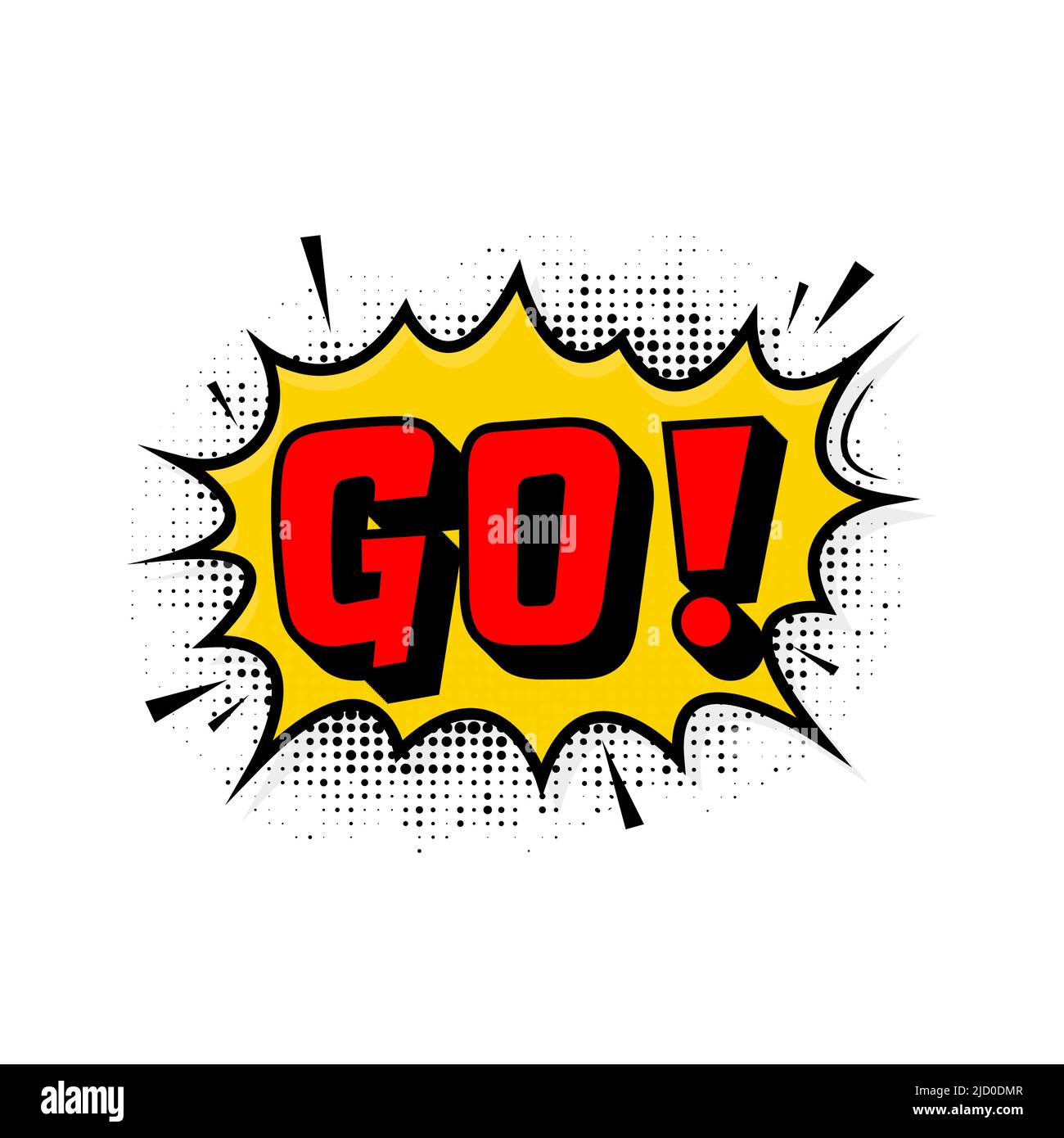 Go in vintage style. Cartoon style vector. Pop art. Vector text. Wow ...