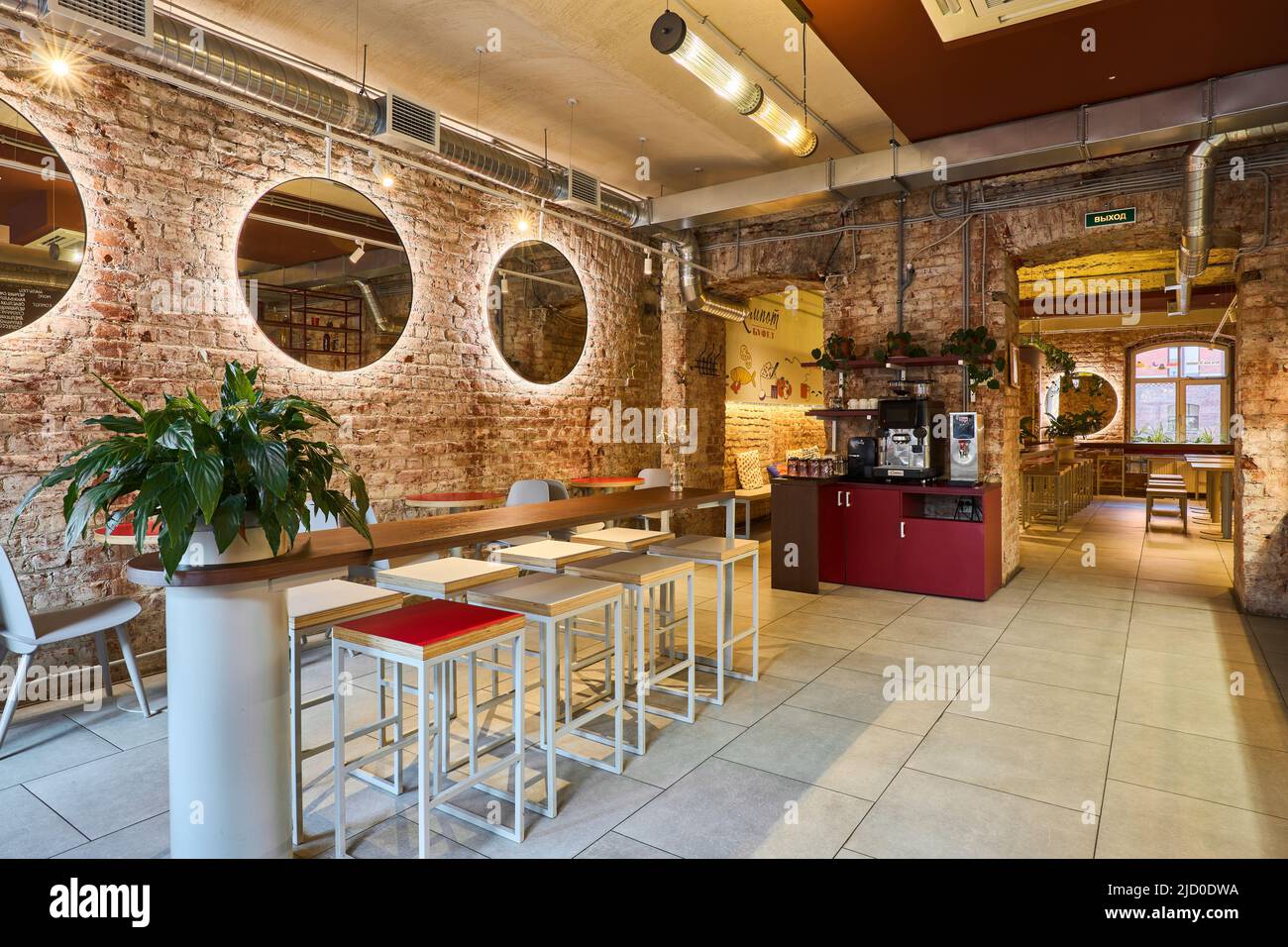 Photo of cafe interior during daytime with artificial light Stock Photo ...