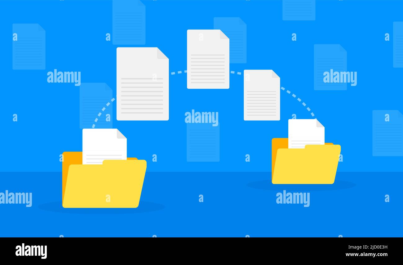 Modern flat icon with file transfer on white background. Document icon ...