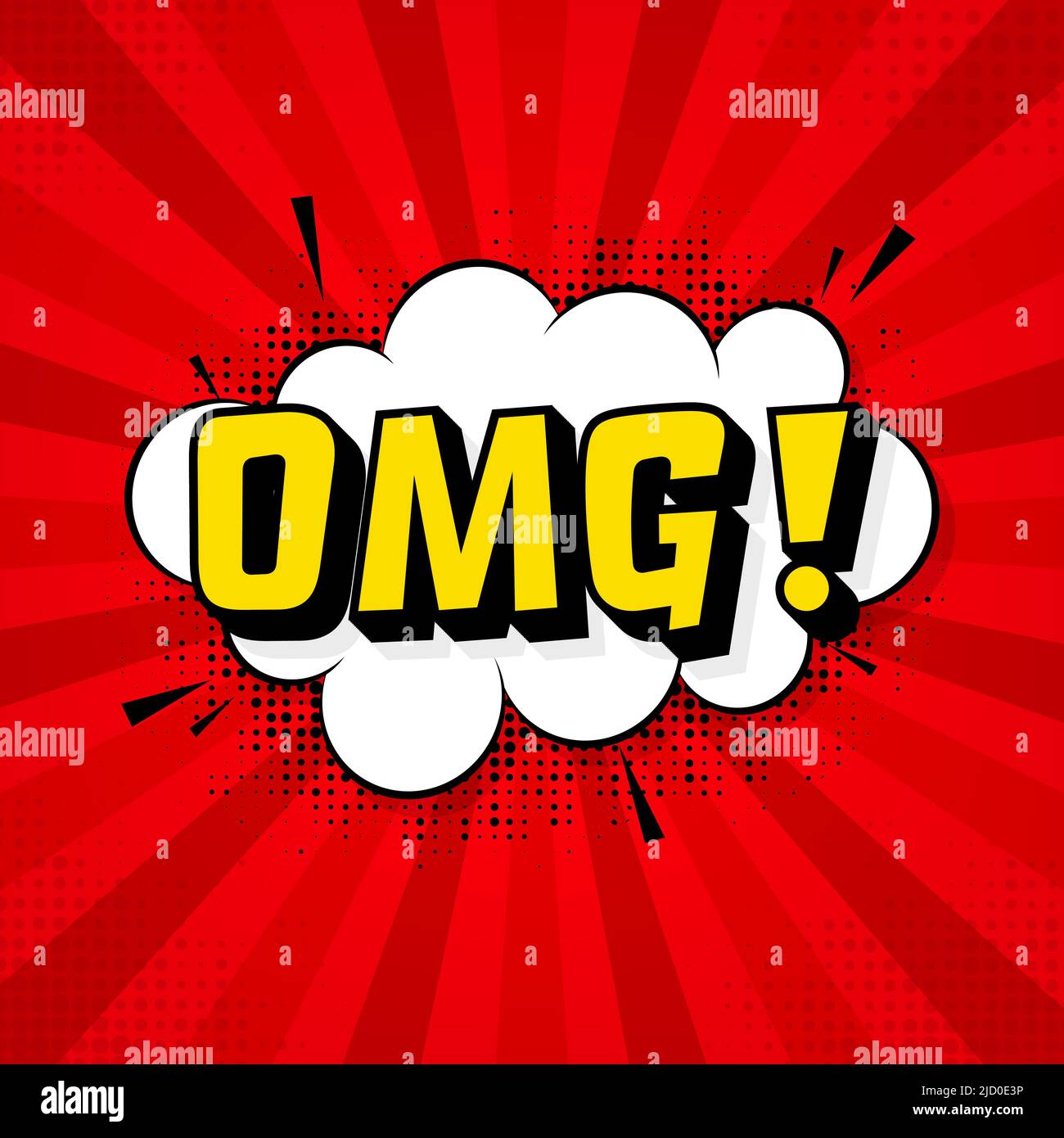 Omg in vintage style. Cartoon style vector. Pop art. Vector text. Wow ...