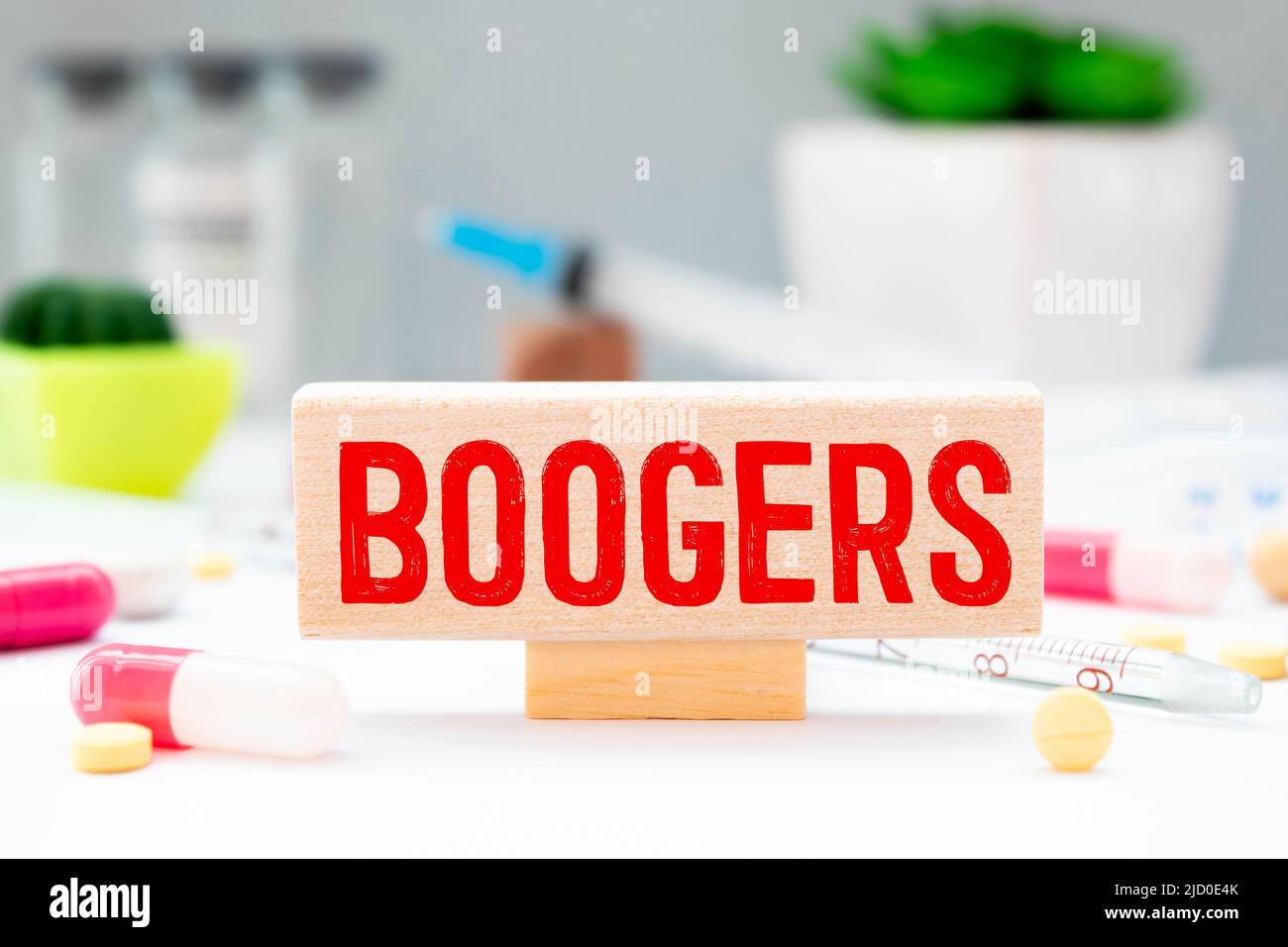 boogers colorful word on the wooden background with stethoscope Stock ...