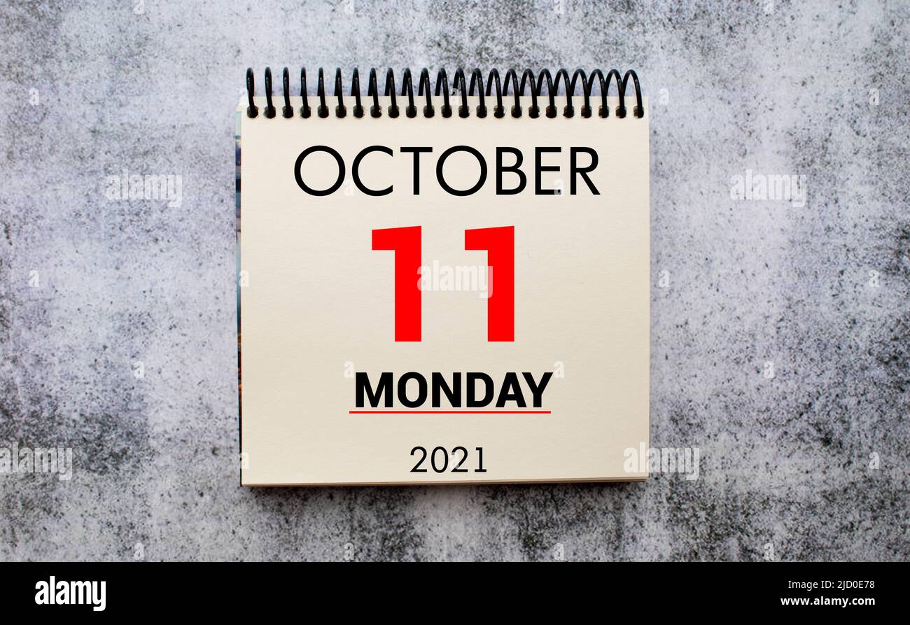tear-off calendar sheet with date October 11 Stock Photo - Alamy