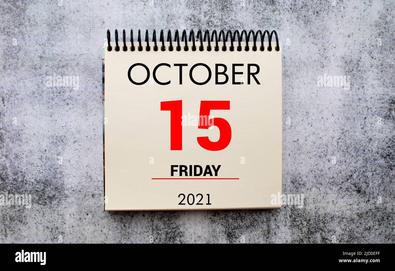 Save the Date written on a calendar - October 15 Stock Photo - Alamy