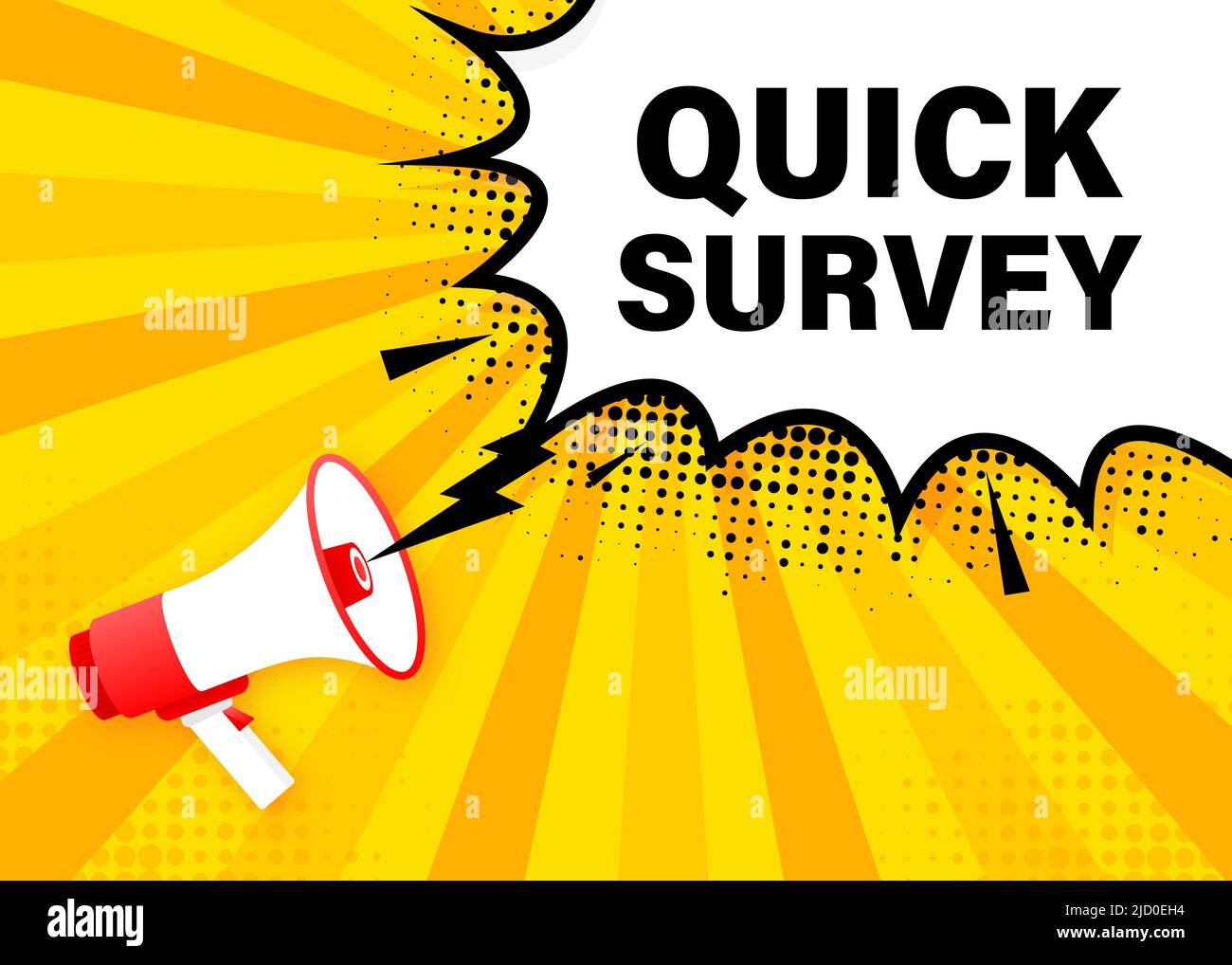 Quick survey megaphone yellow banner. Vector illustration Stock Vector ...