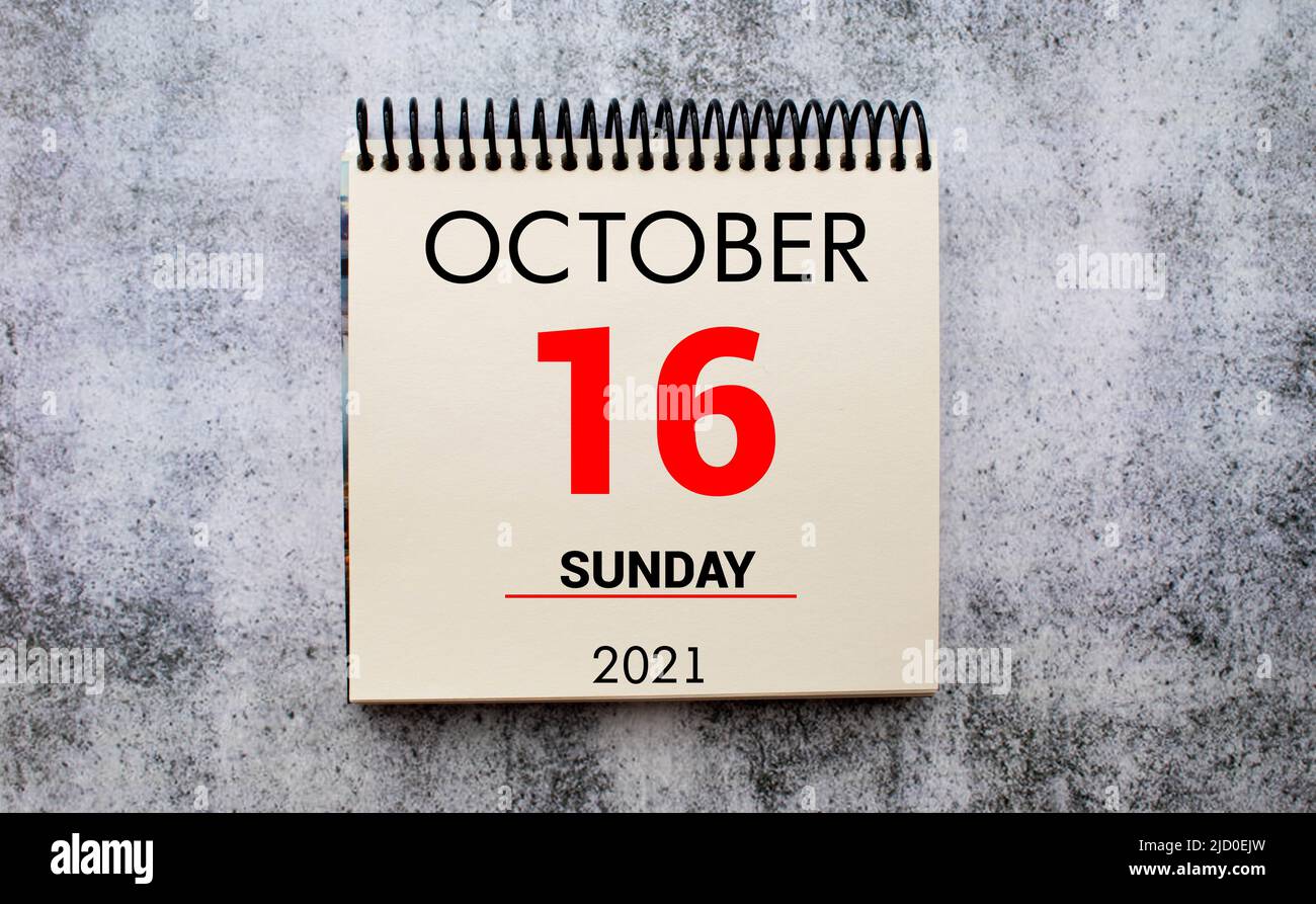 Save the Date written on a calendar - October 16 Stock Photo - Alamy
