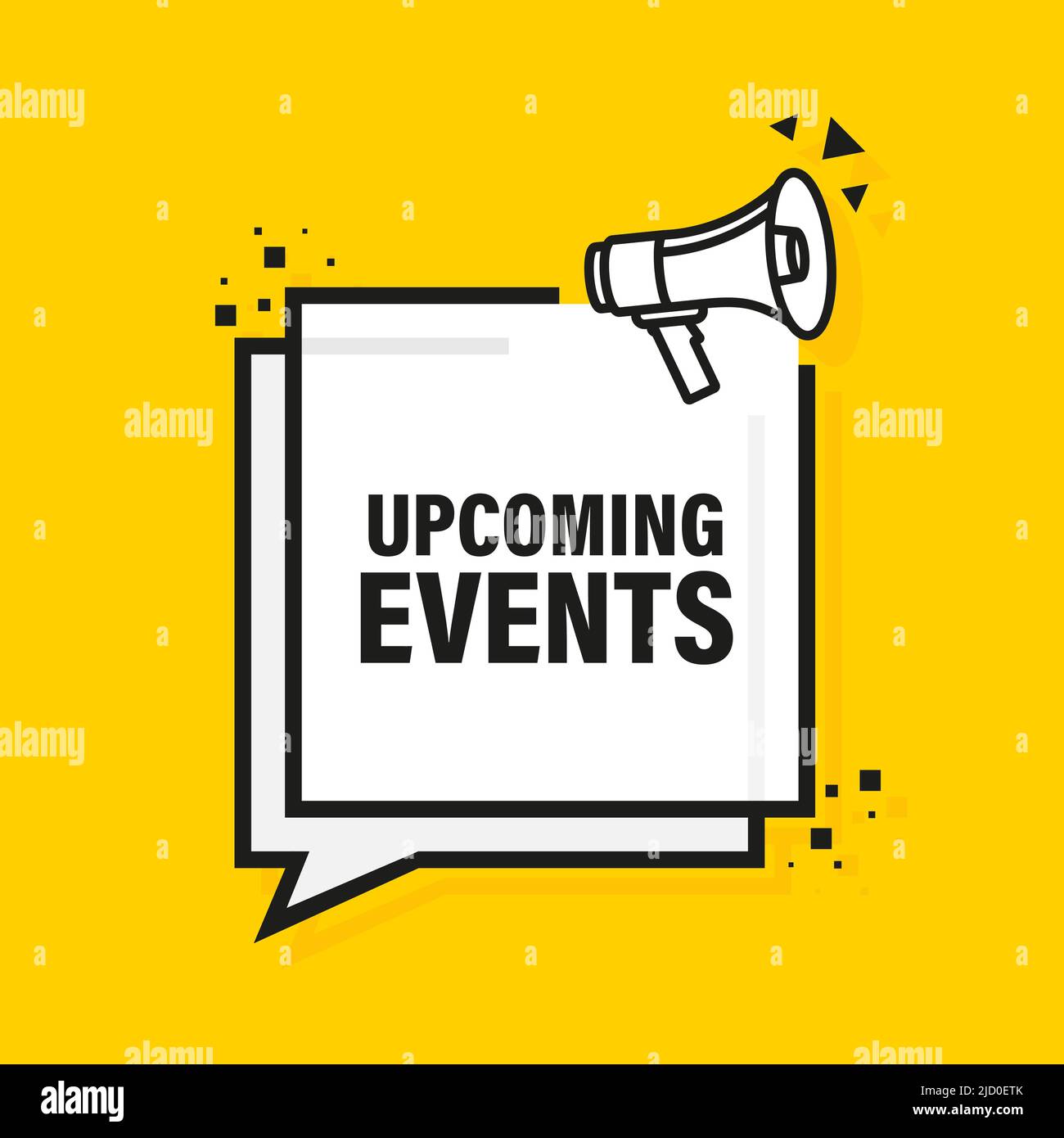 Megaphone with upcoming events poster in flat style. Vector ...