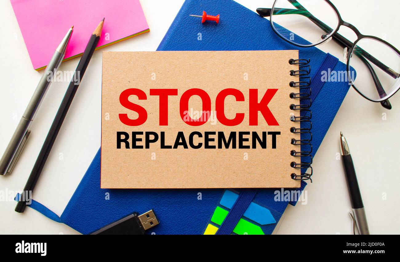 Handwritten text Stock Replacement with fountain pen on notebook ...