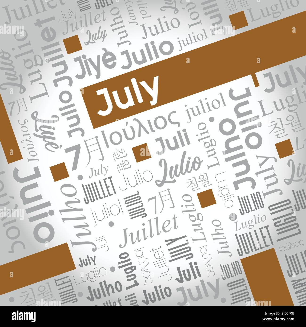 July word cloud written in Spanish, German, Portuguese, Italian ...