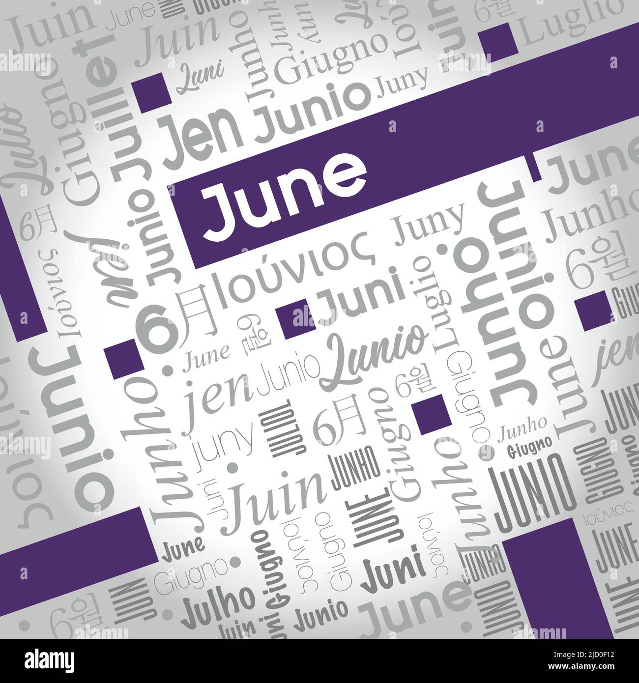 June word cloud written in Spanish, German, Portuguese, Italian ...