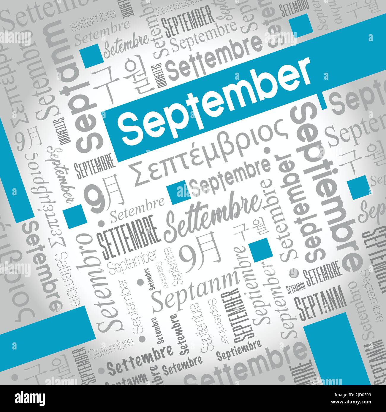 September word cloud written in Spanish, German, Portuguese, Italian ...