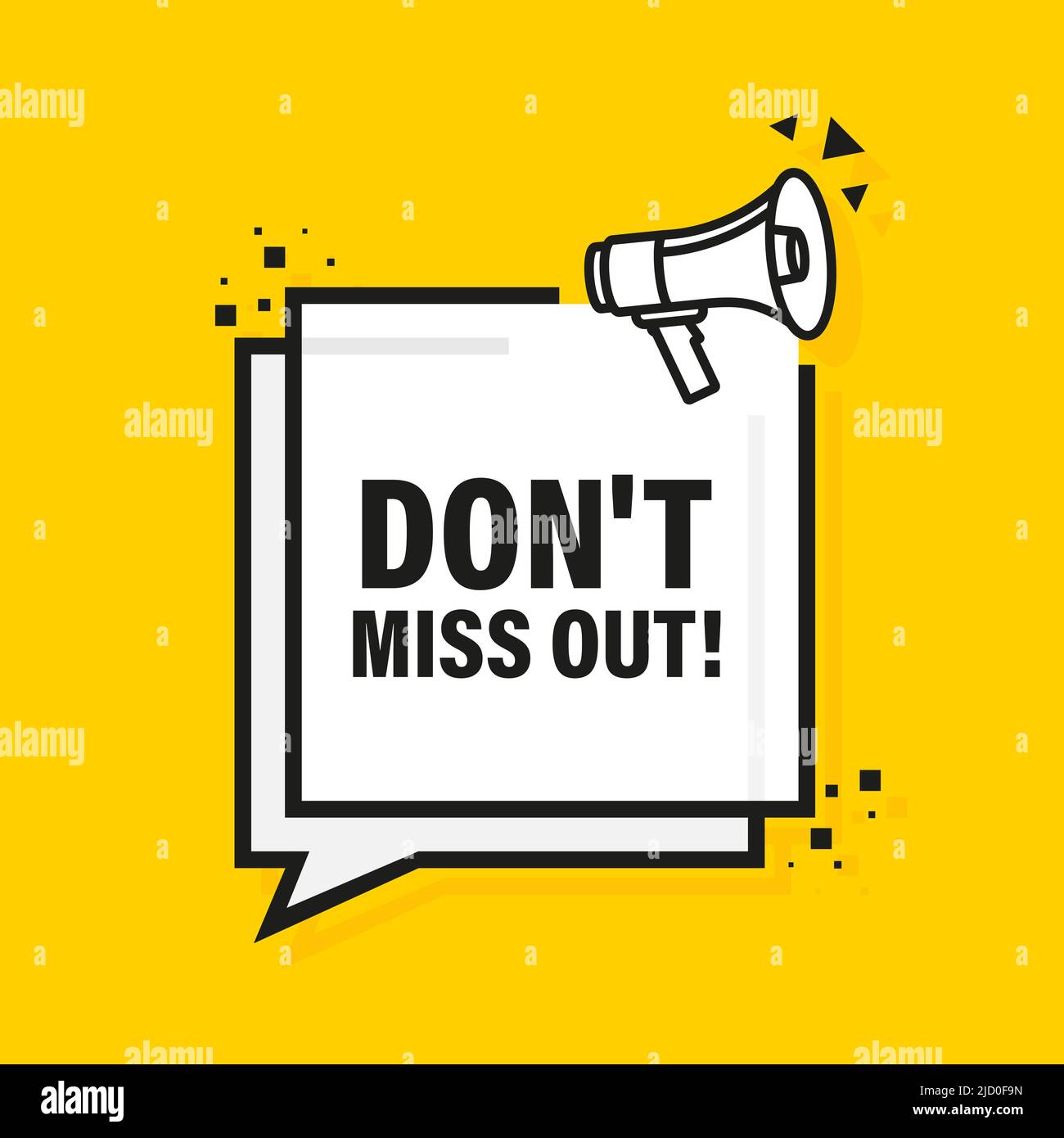 Do not miss out megaphone yellow banner. Vector illustration Stock ...