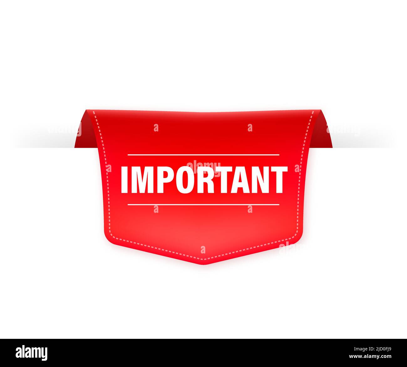 Important red banner in 3D style on white background. Vector ...