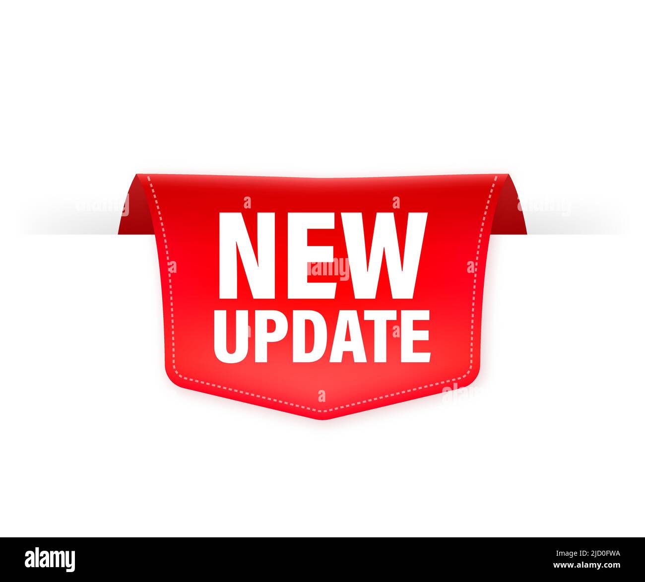 New update red ribbon on white background. Red sticker. Vector ...